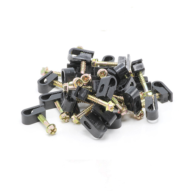 Black Coaxial Cable Clips With Stainless Steel Screws - 6mm Cable ...