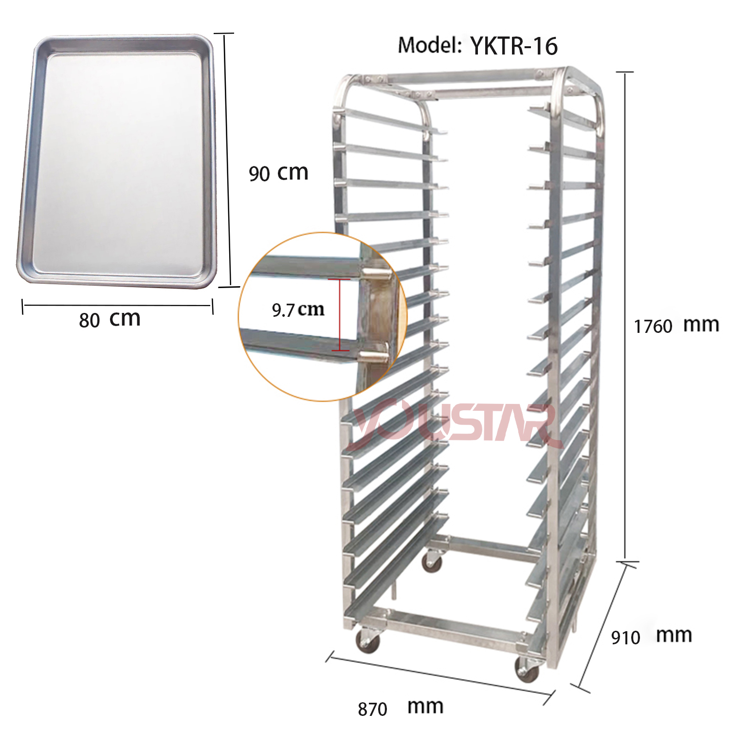 Stainless Steel Food Trolley For Bakery And Dessert Display, High ...