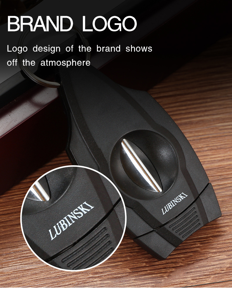 Lubinski Cigar V Cutter Sharp Travel Scissors Stainless Steel Black ...