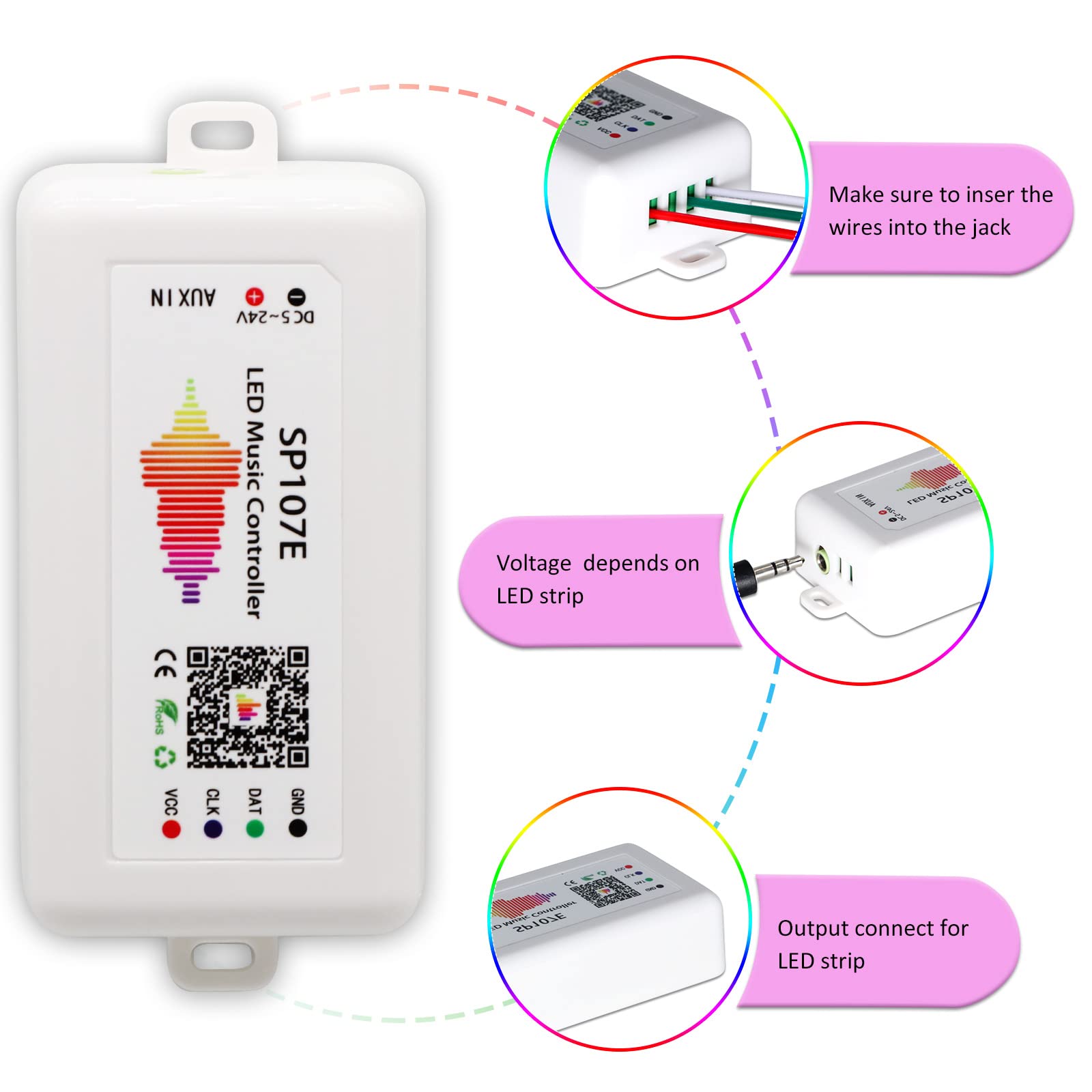 Sp107e Led Pixel Music Controller - Rgbic Ws2811 App Control Led Light ...