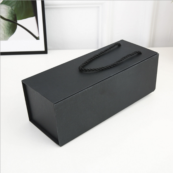 Folding Black Wine Glass Bottle Box With Handle, High Quality Folding ...