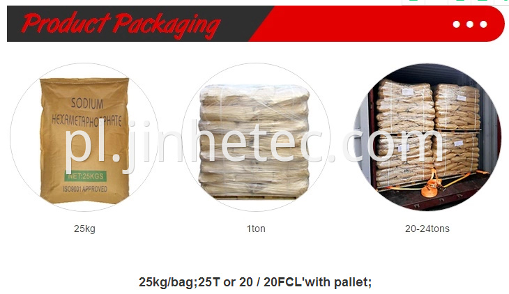Chiny 68% Chemikalia Heksametafosforan sodu Shmp Producenci