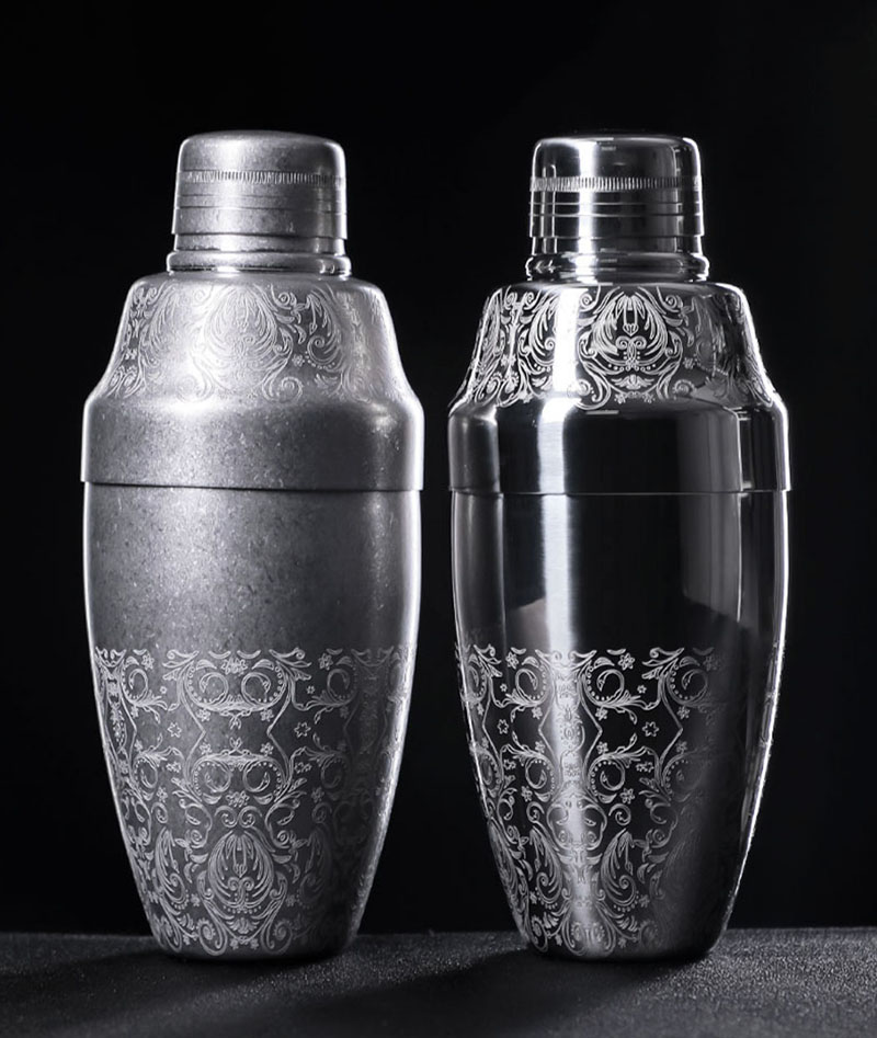 Japanese Style 500ml Stainless Steel 3-piece Etching Cocktail Shaker ...