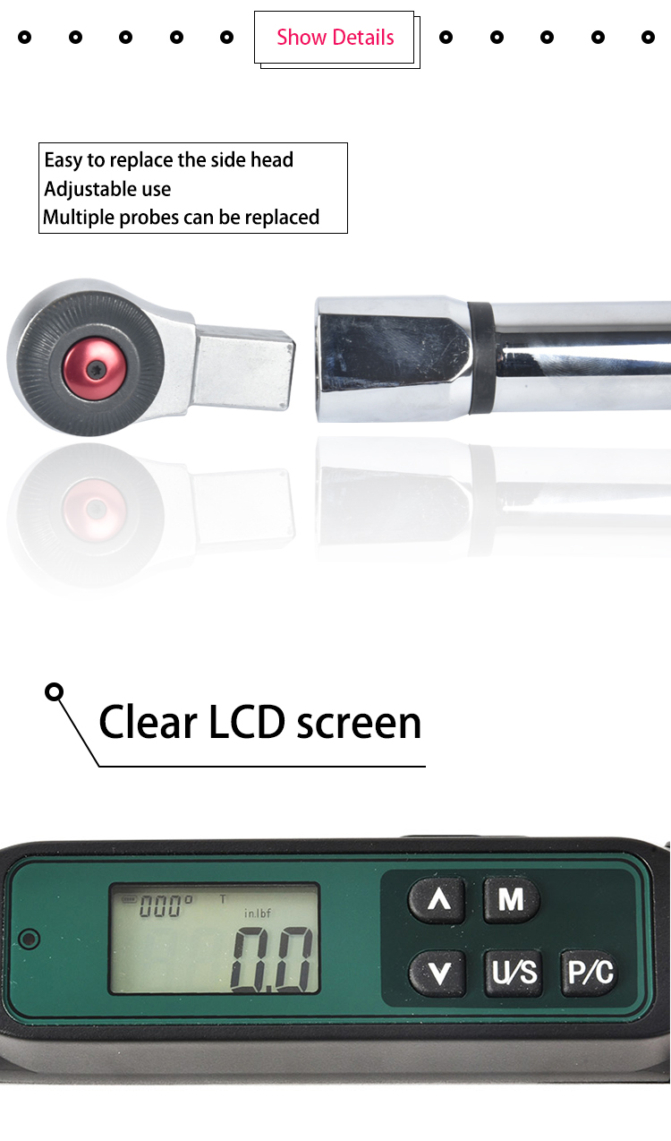 Digital Torque Wrench 3/8" Interchangeable Head 135nm, High Quality ...