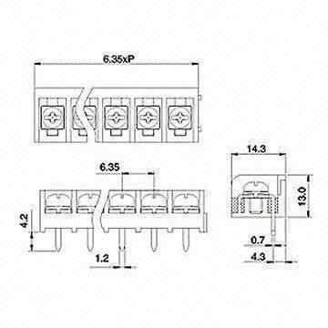 Barrier Type Terminal Block Connector With 20a Rated Current And 6.35mm ...