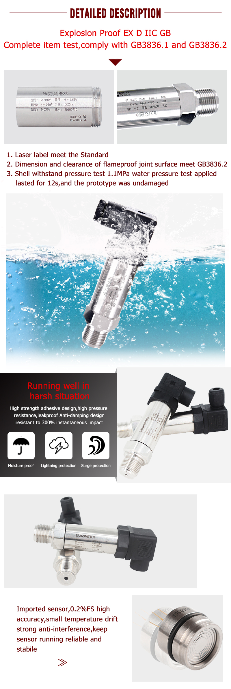 Qdx50a Rs485 Water Pressure Sensor Dc 24v Power Supply Pressure Transmitter Oil Pressure Sensor ...