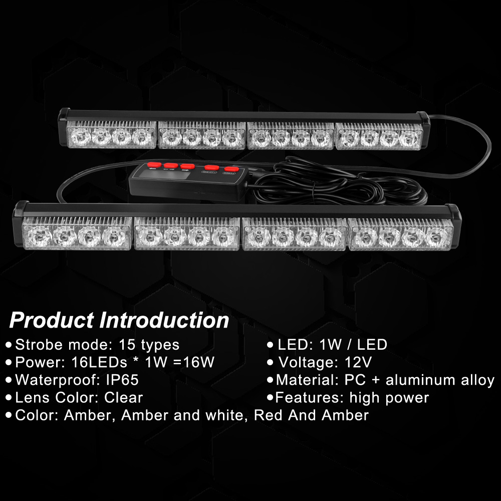 12v Led Windshield Safety Warning Lights - Led-315-4-2 Emergency Strobe ...