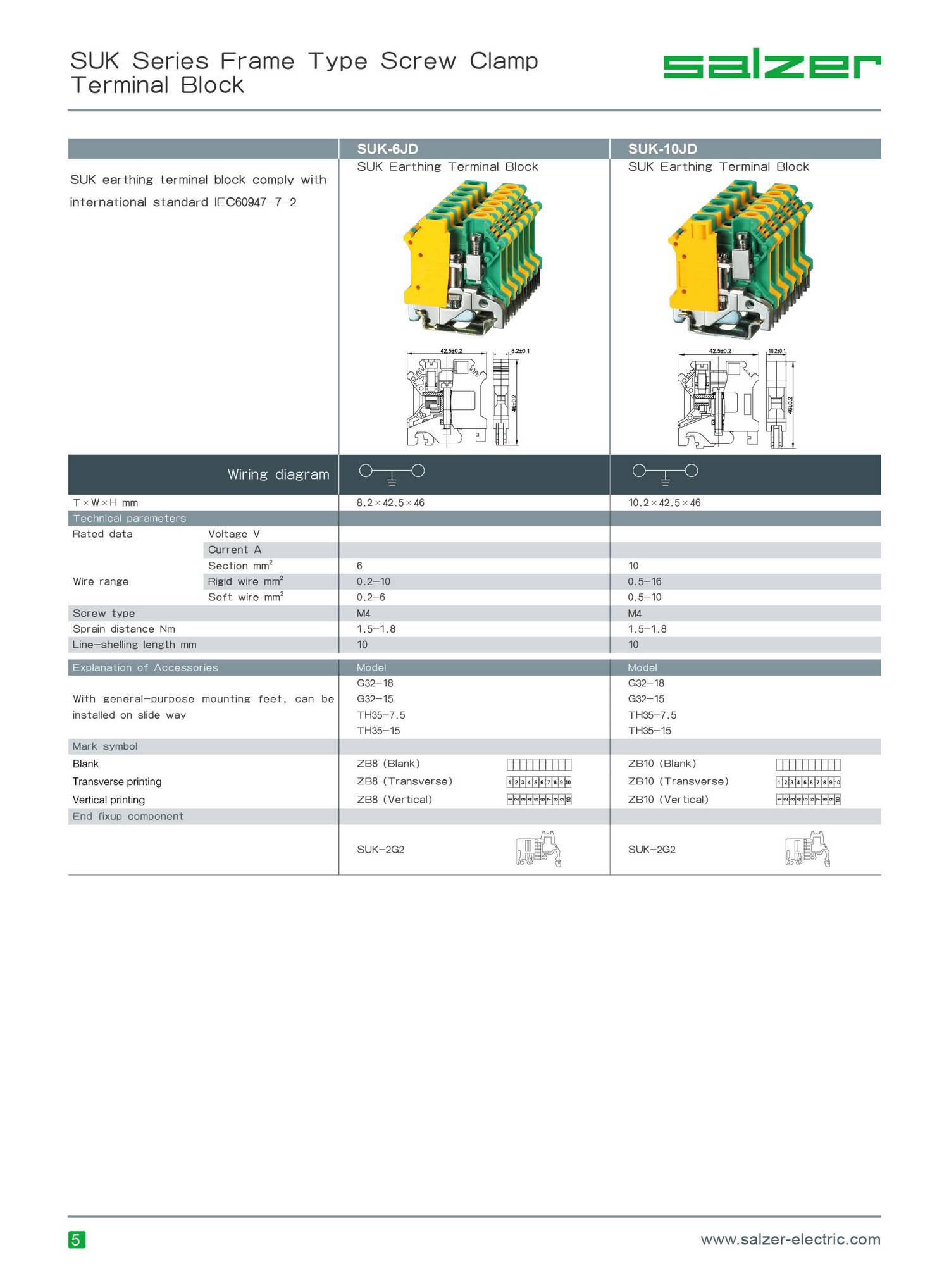 Salzer Suk-4/2-2 Fire Resistant Terminal Block, High Quality Salzer Suk ...
