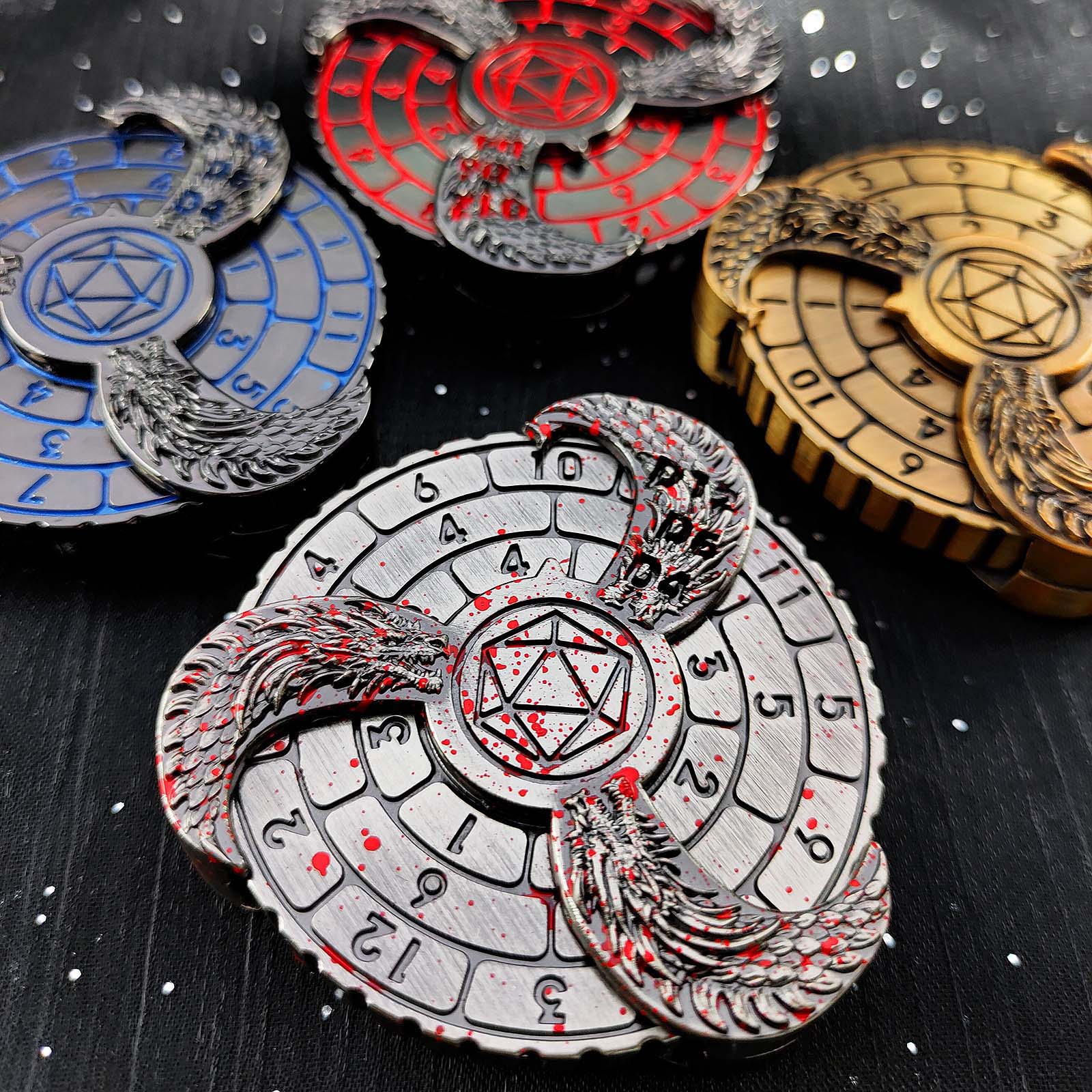 Demon Dragon Dnd Dragons Blood Stained Spinner Dice - Stress Relief Toy ...
