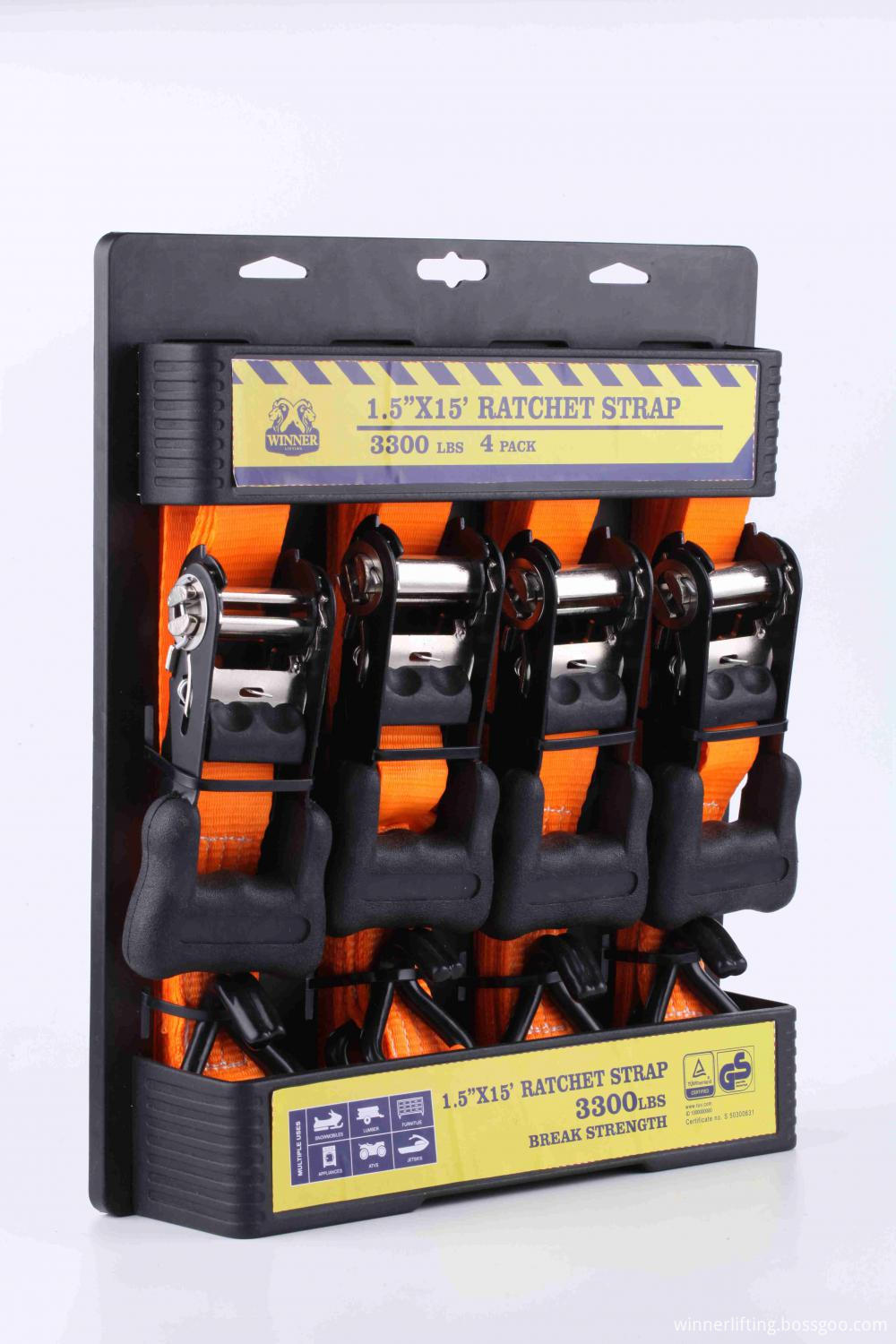 1.5''x15' 3300lbs Ratched Lashing Belt Kit, High Quality 1.5''x15 ...