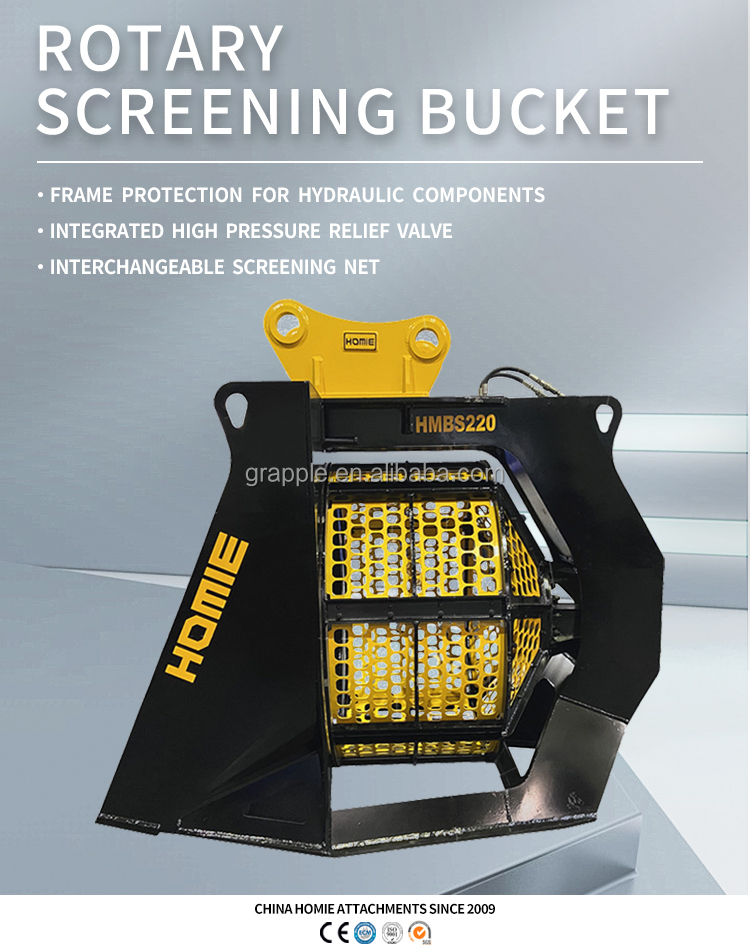 Excavator Rotary Bucket Soil Screening Bucket, High Quality Excavator ...