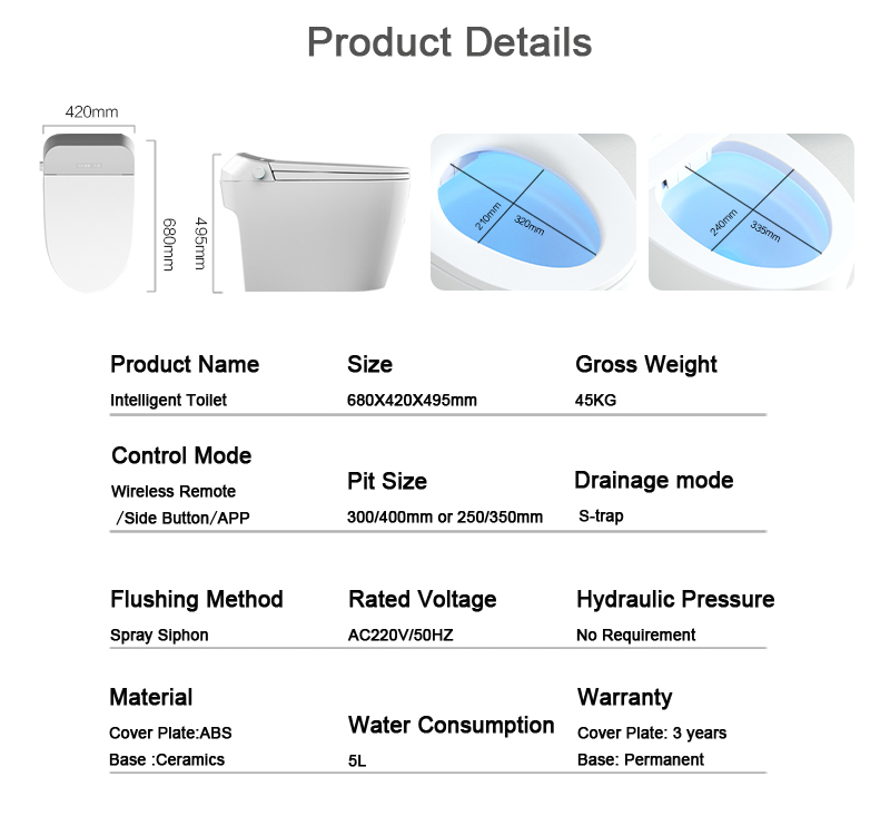 Automatic Touchless Intelligent Toilet With Buttocks Washing Function ...