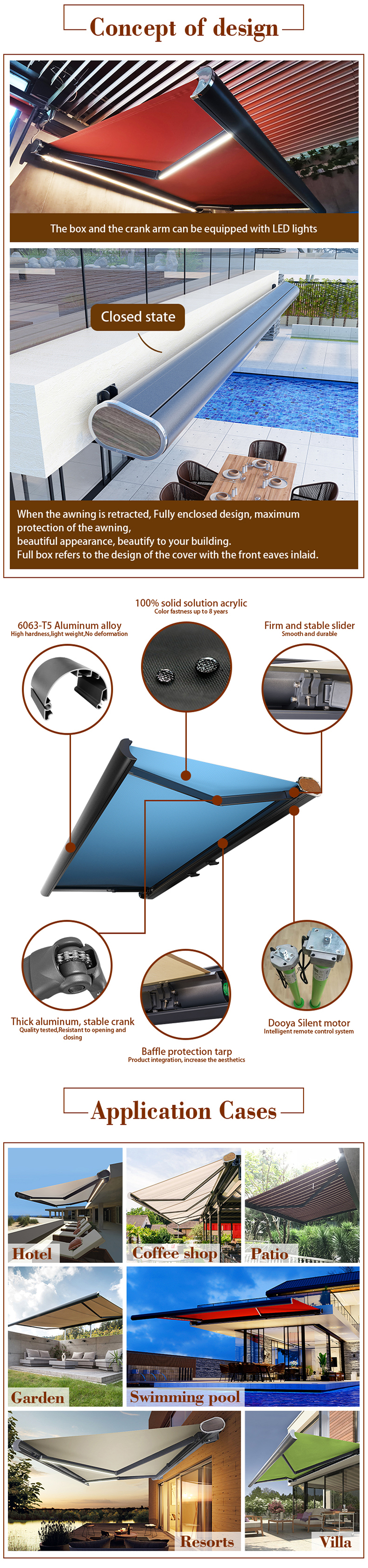 Canopy Shading Folding Arm Retractable Awning Premium Electric Full ...