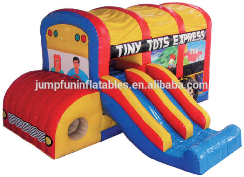 School Bus Bouncy Castle Inflatable With Dry Slides, High Quality ...