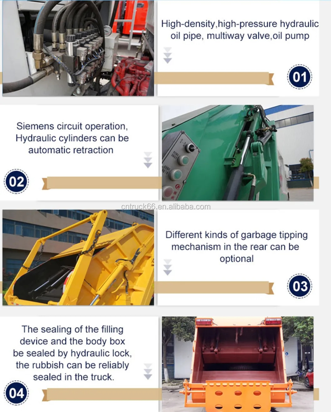 4wd Howo 10m3 Refuse Compactor Truck Hydraulic System Arm Garbage ...