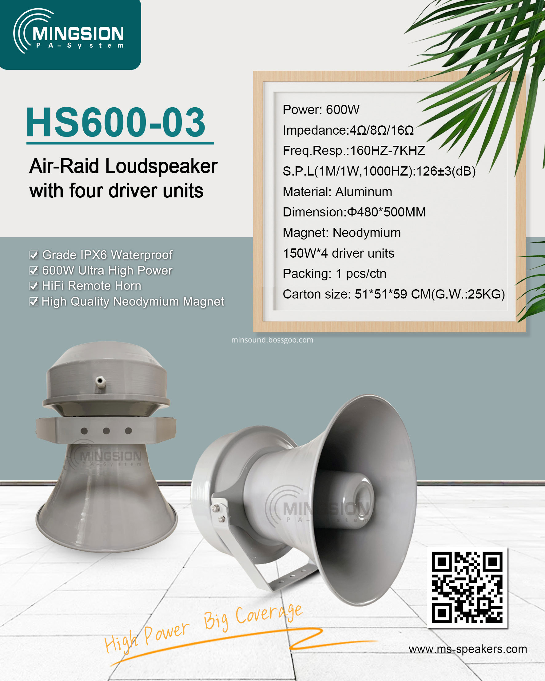 Air-raid Siren Speaker Load With Four Driver Units, High Quality Air-raid Siren Speaker Load ...