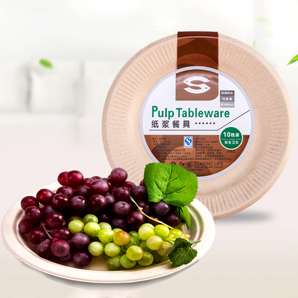 10pcs Natural Paper Plate Bowl Disposable Fruit Cake Food Paper Dish ...