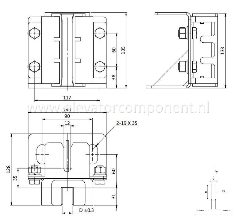 CWT Guide Shoe for ThyssenKrupp Lifts 10mm 16mm