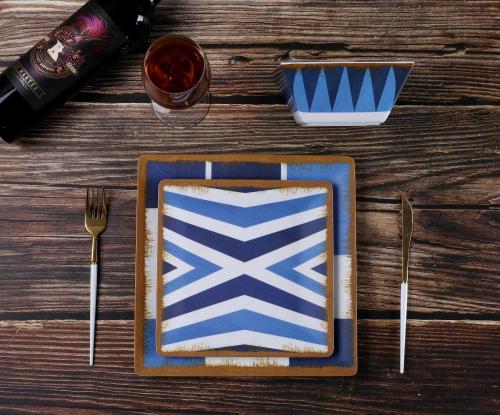 Navy Blue Geometric Design Dinnerware Sets, High Quality Navy Blue ...