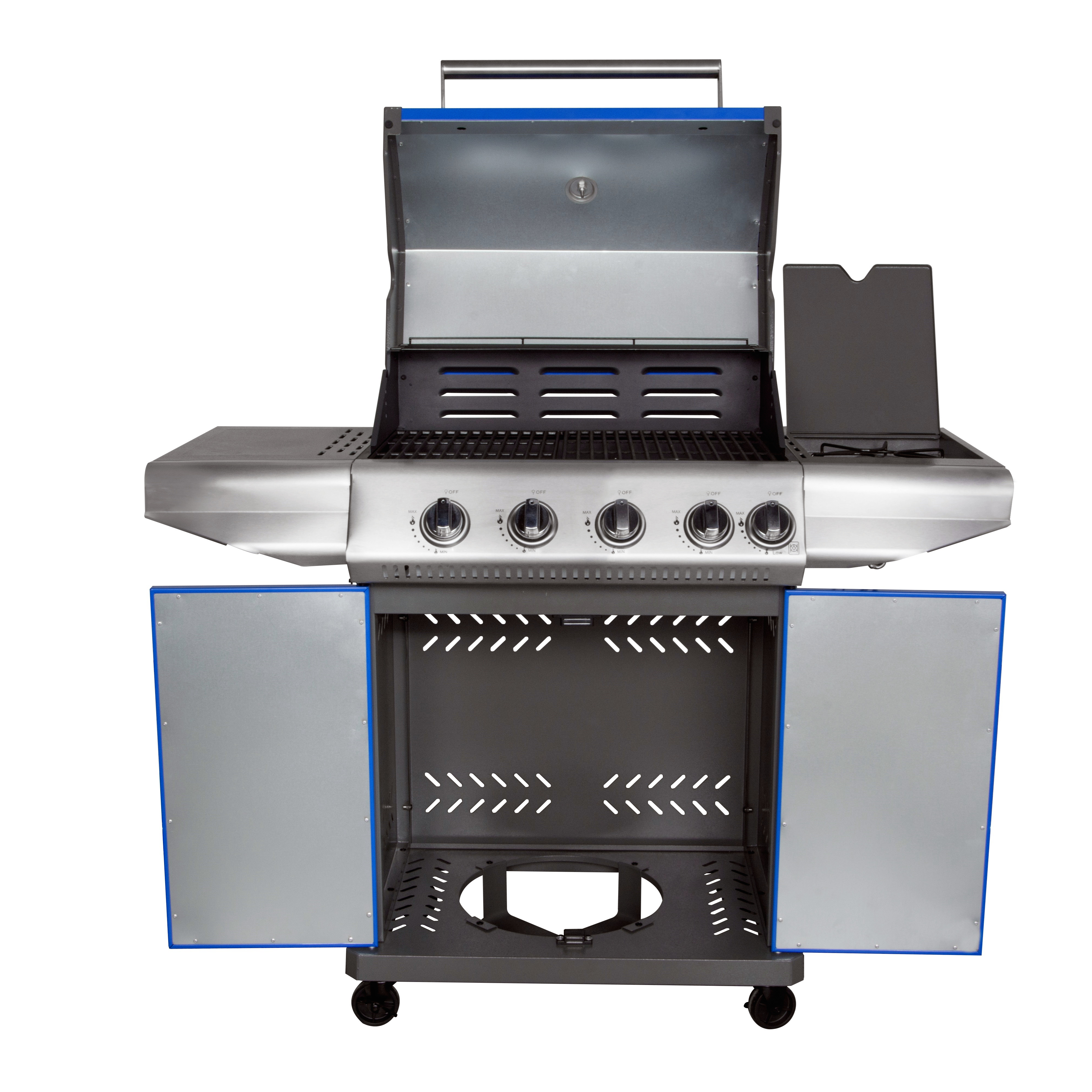 Blue Color Gas Grill With Side Burner, High Quality Blue Color Gas ...