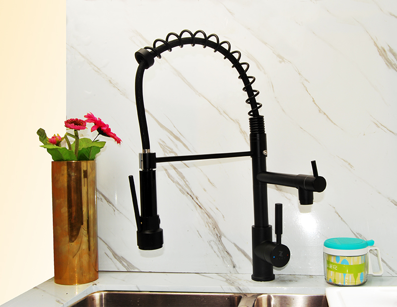 Black Pull-out Mixer Tap For Commercial Kitchens, High Quality Black ...