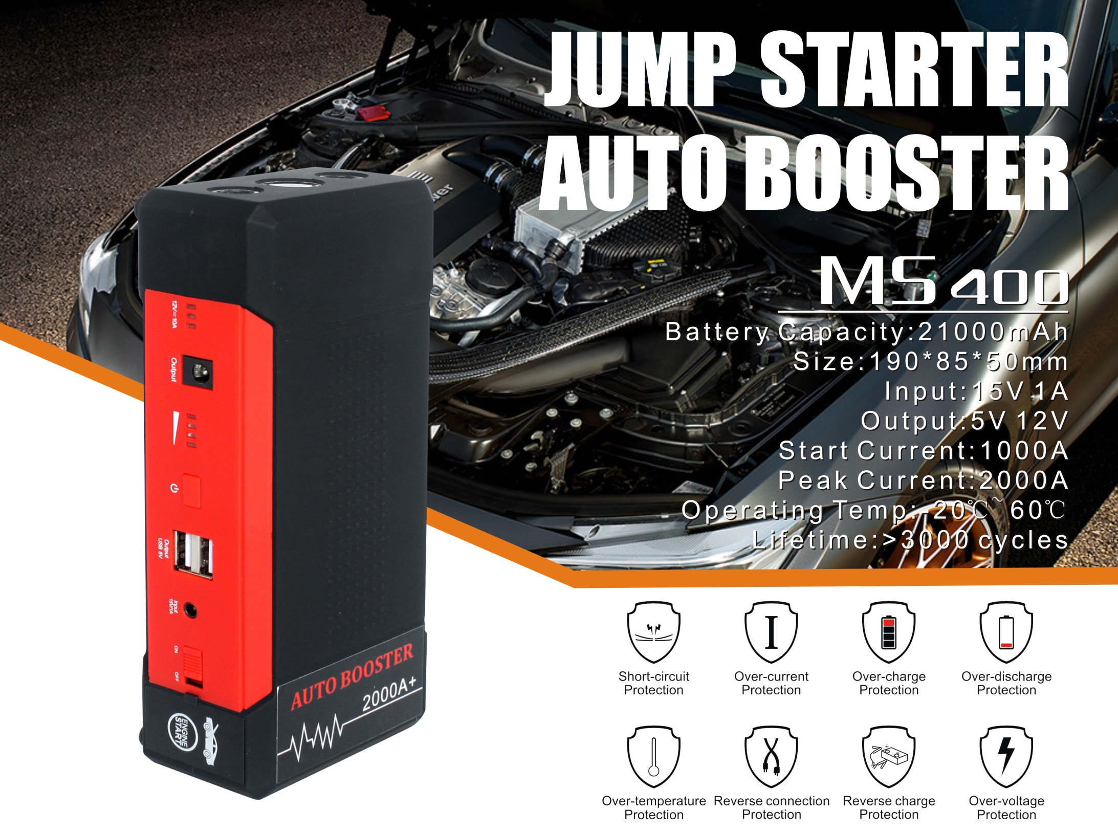 2021 12v Car Jump Starter 2000a With 24000mah Power Bank, High Quality ...
