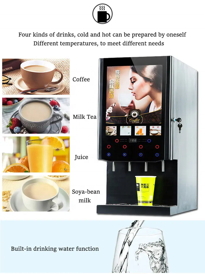 Hot Cold Double Temperature Instant Coffee Machine With Hd Display For ...