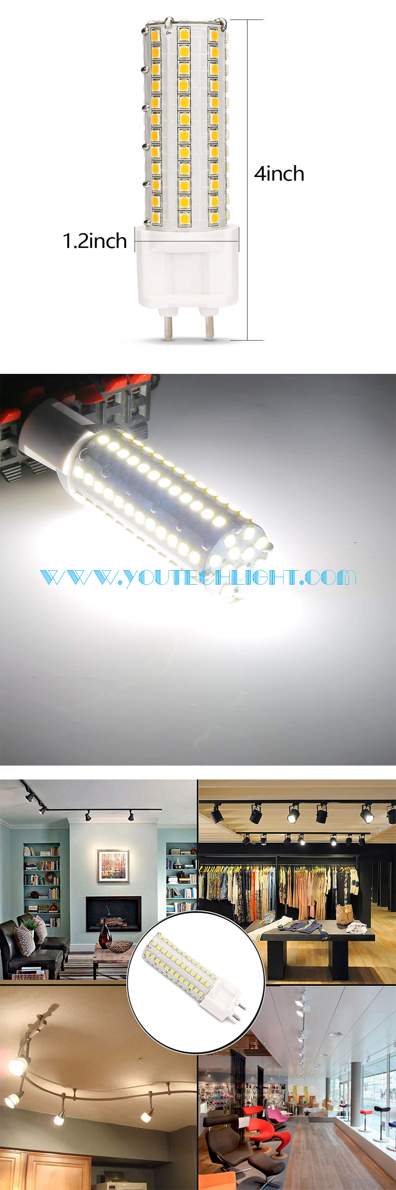 일광 화이트 12w G12 6000k 옥수수 벌브, Bossgoo.com의 고품질 일광 화이트 12w G12 6000k 옥수수 벌브