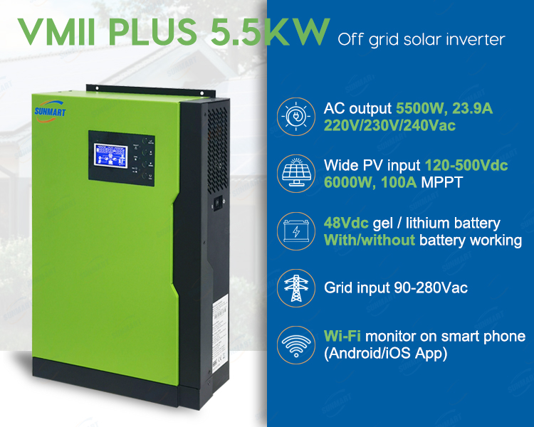 Sunmart Vmii Plus 5500w 48v Mppt 100a Off-grid Hybrid Solar Inverter: A ...