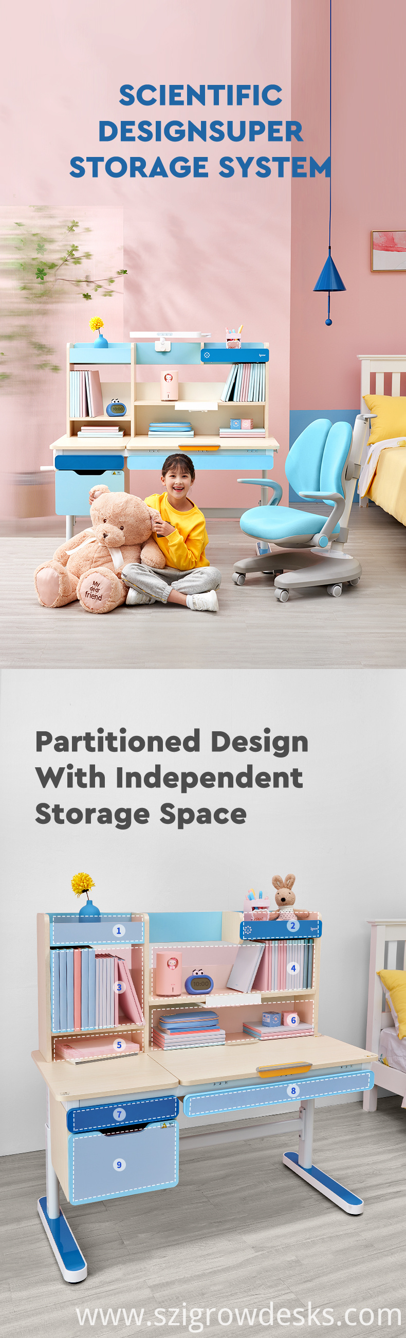 kids modern adjustable desk height study desk for Sale, Offer kids ...