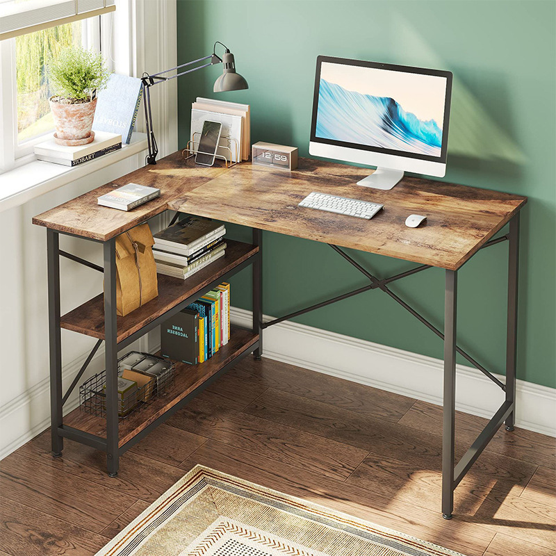 L-shaped Metal Frame Wood Writing Desk For Home And Office, High ...