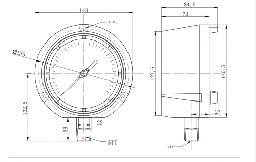 Safety Process Gauge With Solid Front Wall, High Quality Safety Process ...