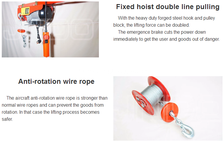 Wire Rope Mini Electric Motor Hoist 800kg, Bossgoo.com의 고품질 Wire Rope ...
