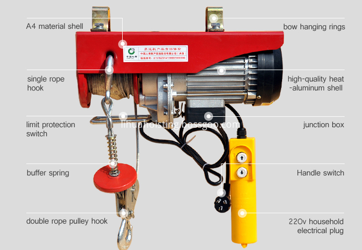 Wire Rope Mini Electric Motor Hoist 800kg, Bossgoo.com의 고품질 Wire Rope ...
