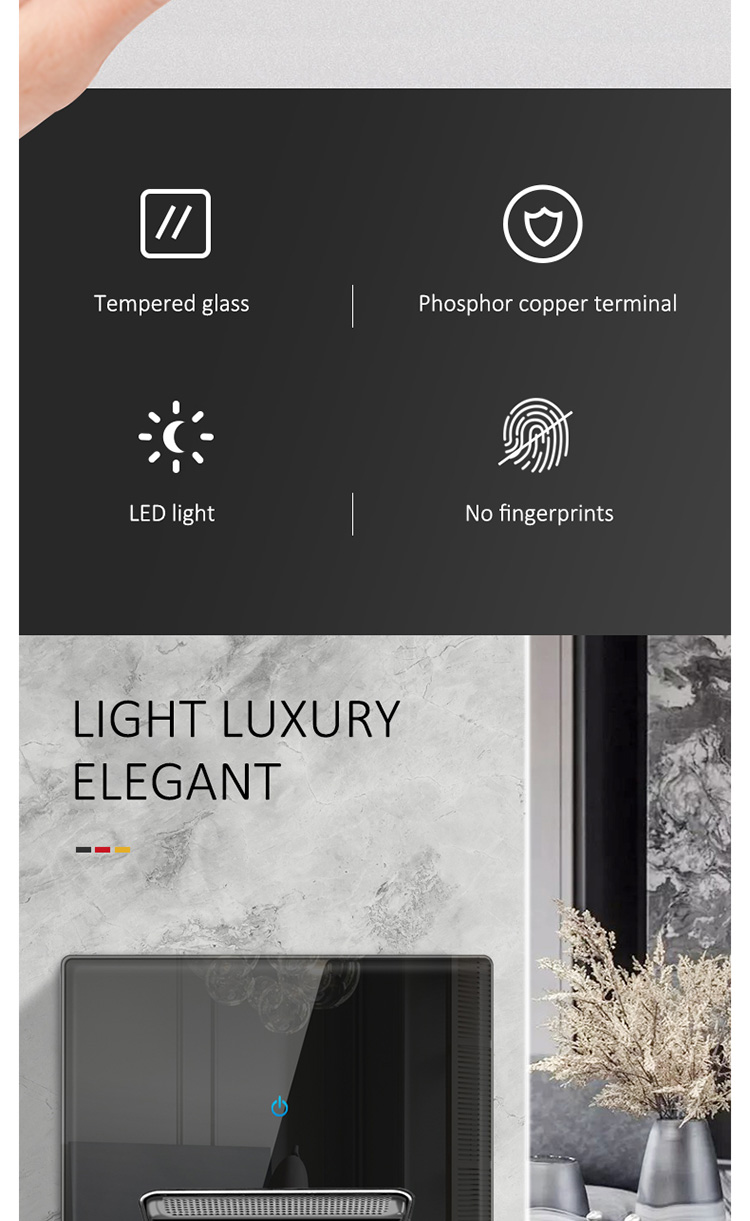 Yinka Golden Glass Manufacturer Uk Duplex Socket With 2usb, High ...