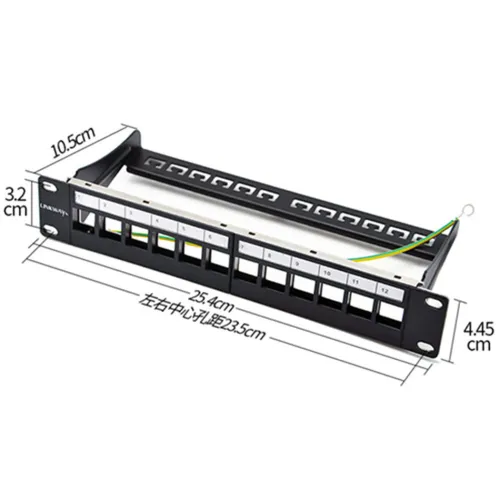 10 Inch 12 Ports Cat6 Modular Patch Panel Incl. Network Distribution ...