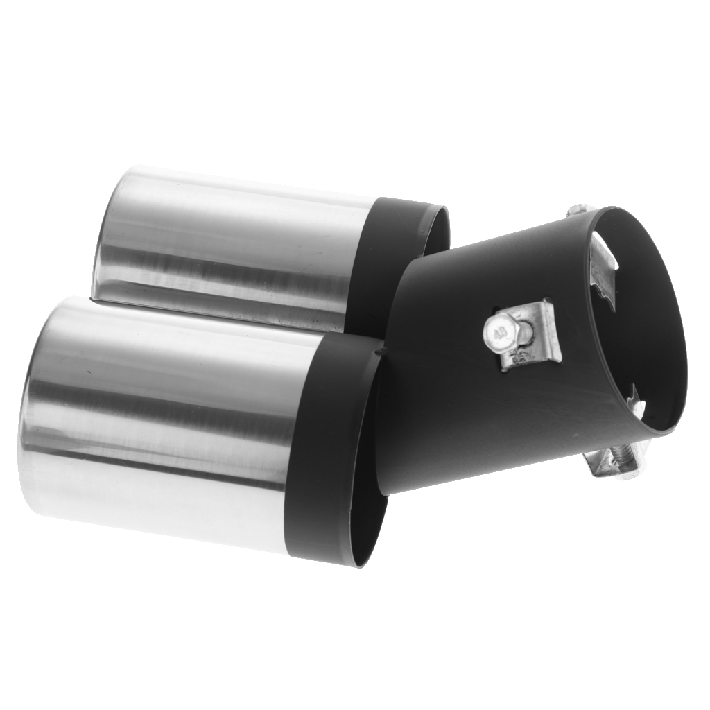 Universal Car Stainless Steel Exhaust Round Double End Muffler Tip Pipe ...