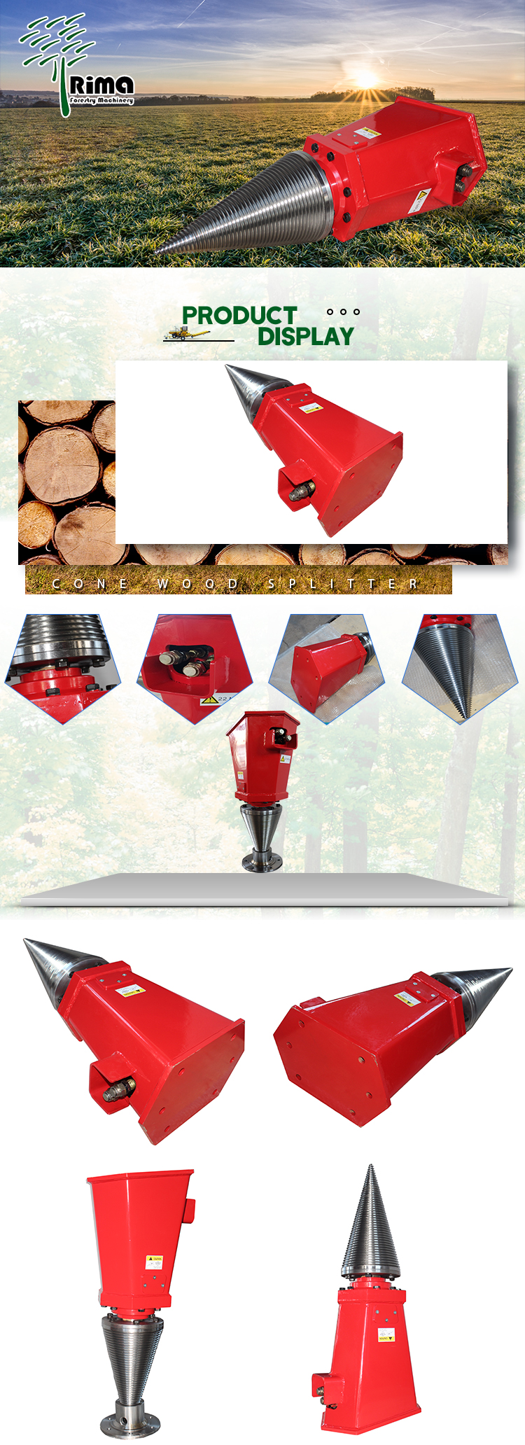 Excavator Wood Processor: Firewood Cone Log Splitter, High Quality ...