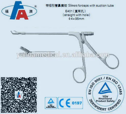 Stainless Steel Surgical Nasal Sinus Forceps With Suction For Ent ...