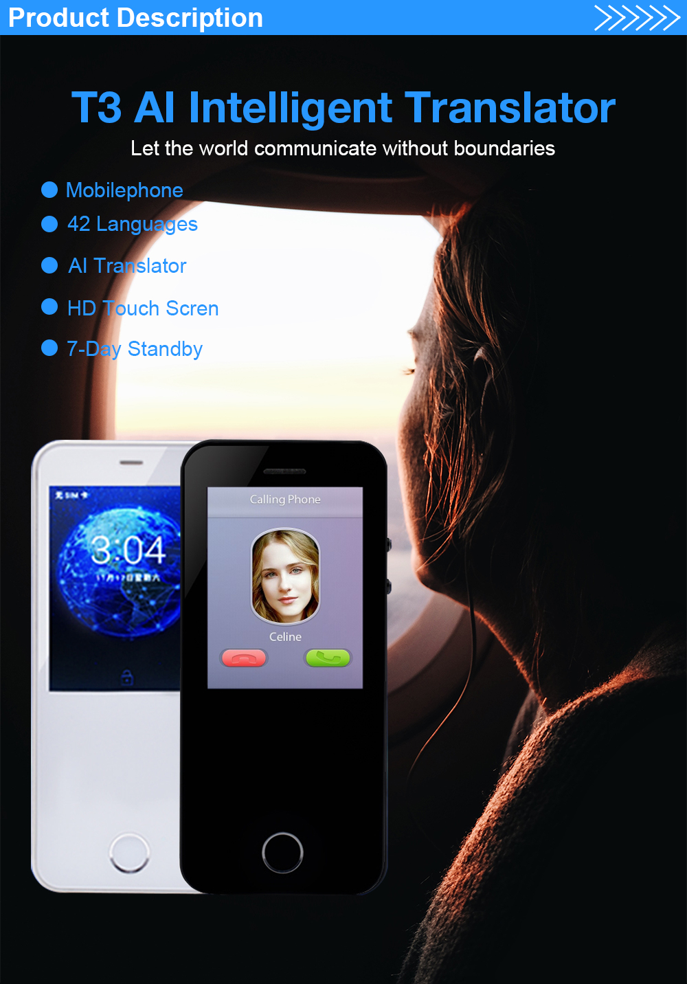 Miguer Ai Smart Translator Mobile Phone Android 7.0 Mtk6580 Quad Core 2 ...