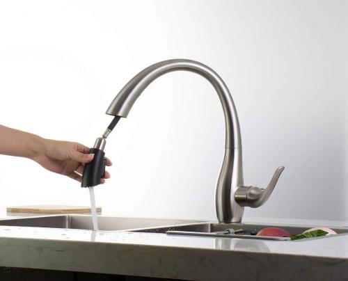 Single Handle Long Neck Solid Brass Kitchen Sink Faucet, High Quality ...