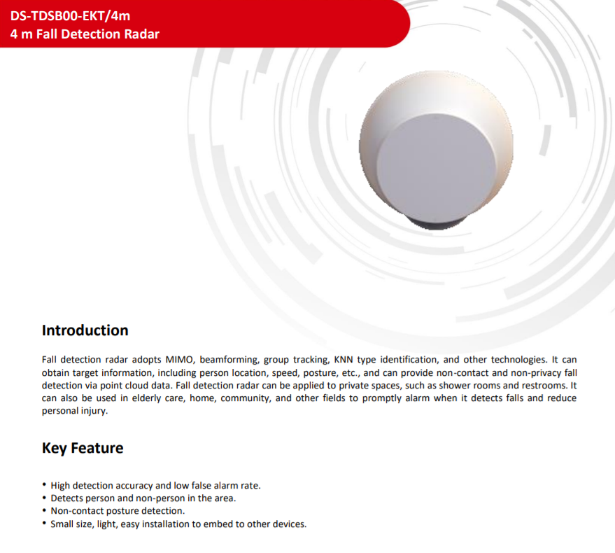 Hikvision Fall Detection Radar Ds-tdsb00-ekt/4m, High Quality Hikvision ...