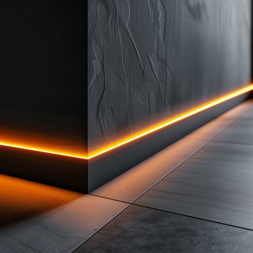 Robust Recessed Aluminum Skirting Board With Integrated Led Lighting ...