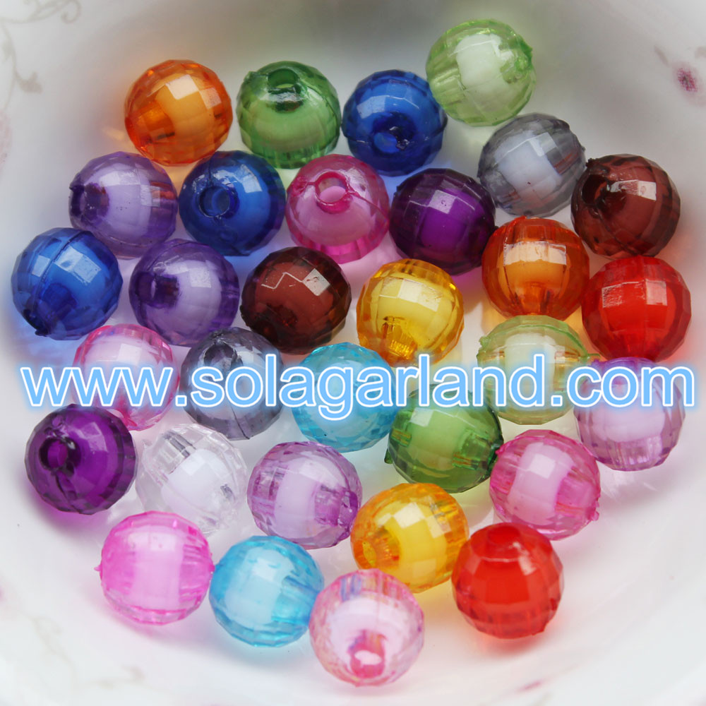 8-20mm Acrylic Crystal Faceted Round Bead In Bead Style Chunky Gumball ...