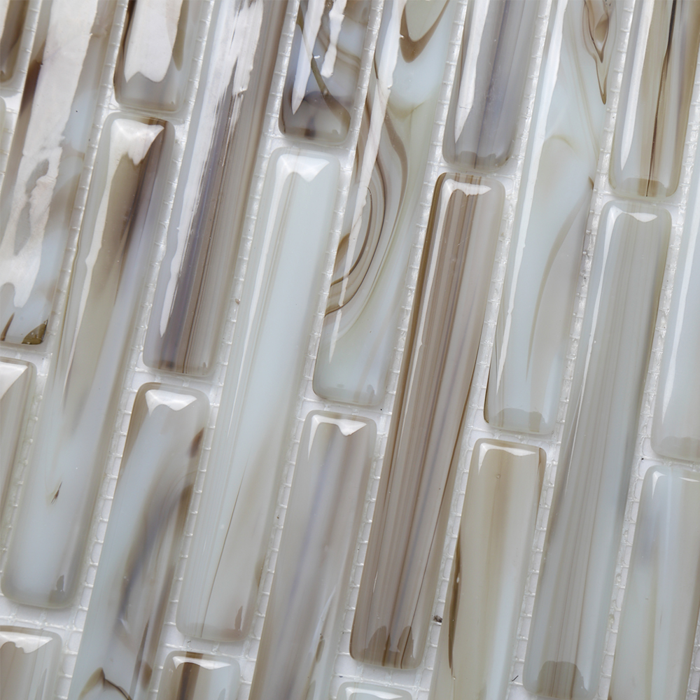 Tan Glass Mosaic Luxury Kitchen Backsplash Tile Wall, High Quality Tan ...