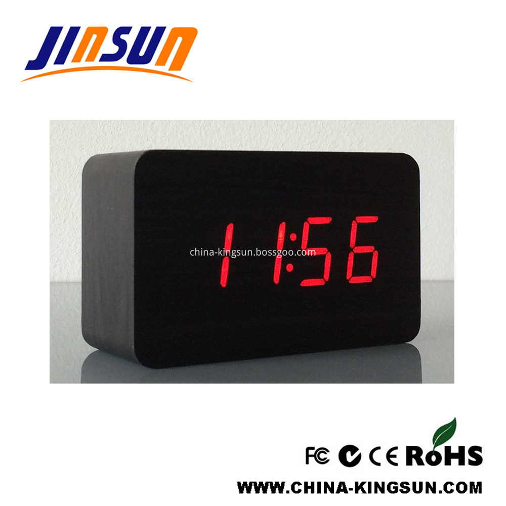 Black Wood Smart Alarm Clock With Led, High Quality Black Wood Smart ...