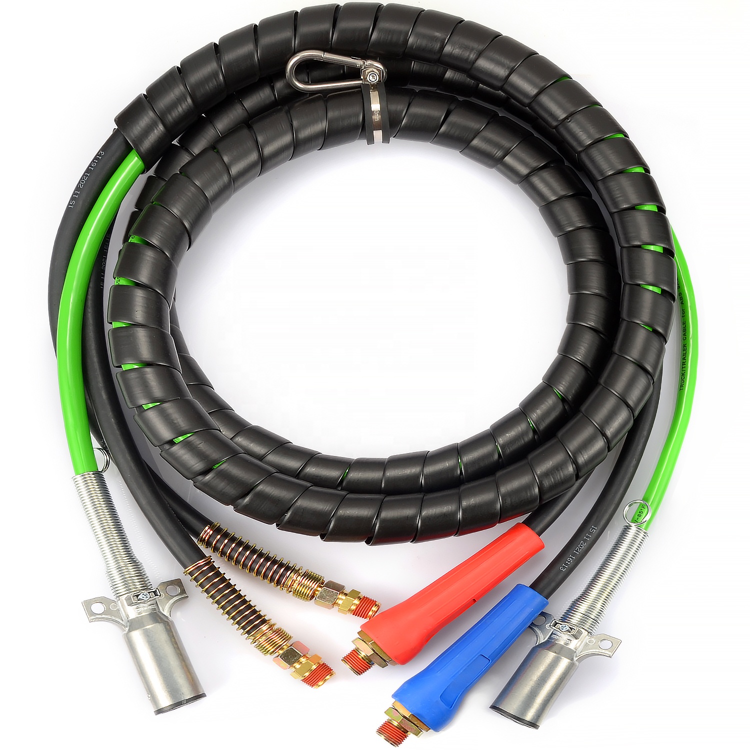 12 Ft Trailer Connector Coil Cable - 3 In 1 Truck Hose Spiral Abs ...