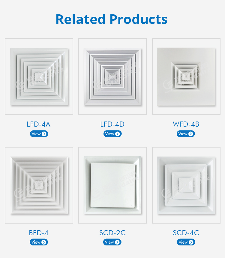 Steel Decorative Ceiling Diffuser With 2 Flat Panel, High Quality Steel ...