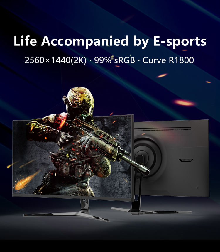 27 Inch 2k 165hz Curved Gaming Monitor - Ips Va Screen High-definition ...