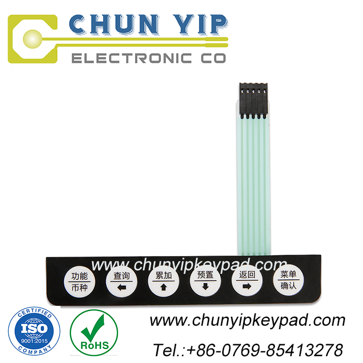 6 Button Keyboard Membrane Switch With Female Connector, High Quality 6 ...